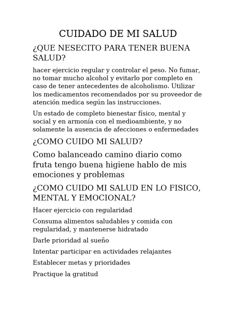 Cuidado de Mi Salud | PDF