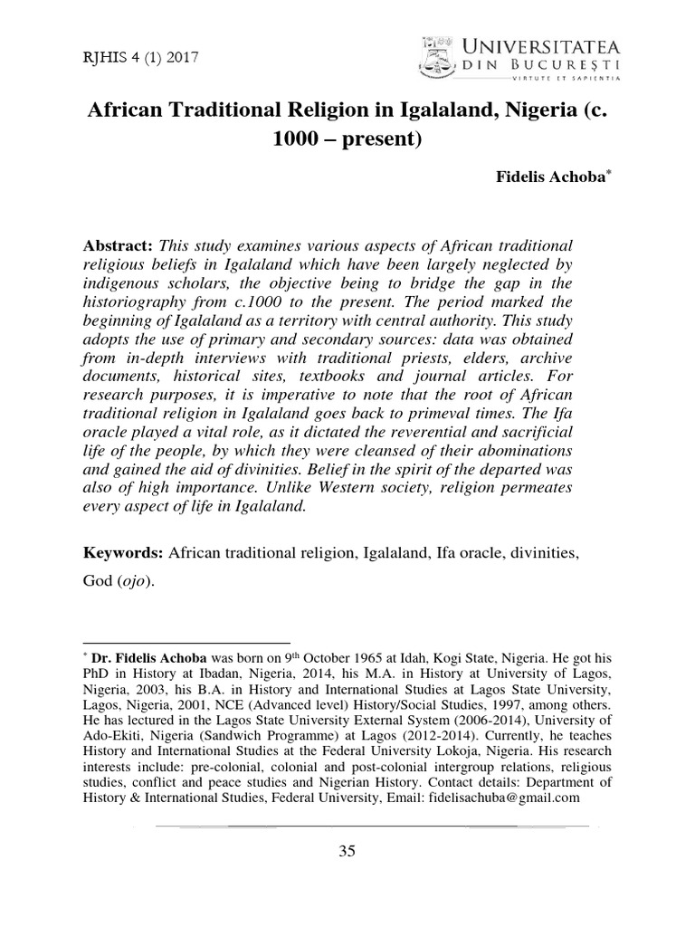 African Traditional Religion in Igaland Nigeria C 1000 9br8tajvhh | PDF ...