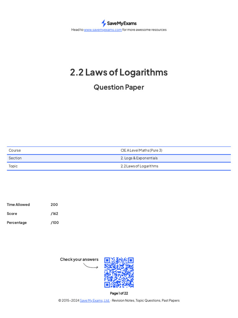 2 2 Laws of Logarithms FLIXSIW | PDF | Logarithm | Mathematics