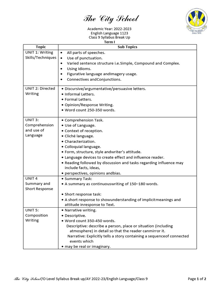 Class 9 Syllabus Break up AY 2022-23 Consolidate | PDF | Bookkeeping ...