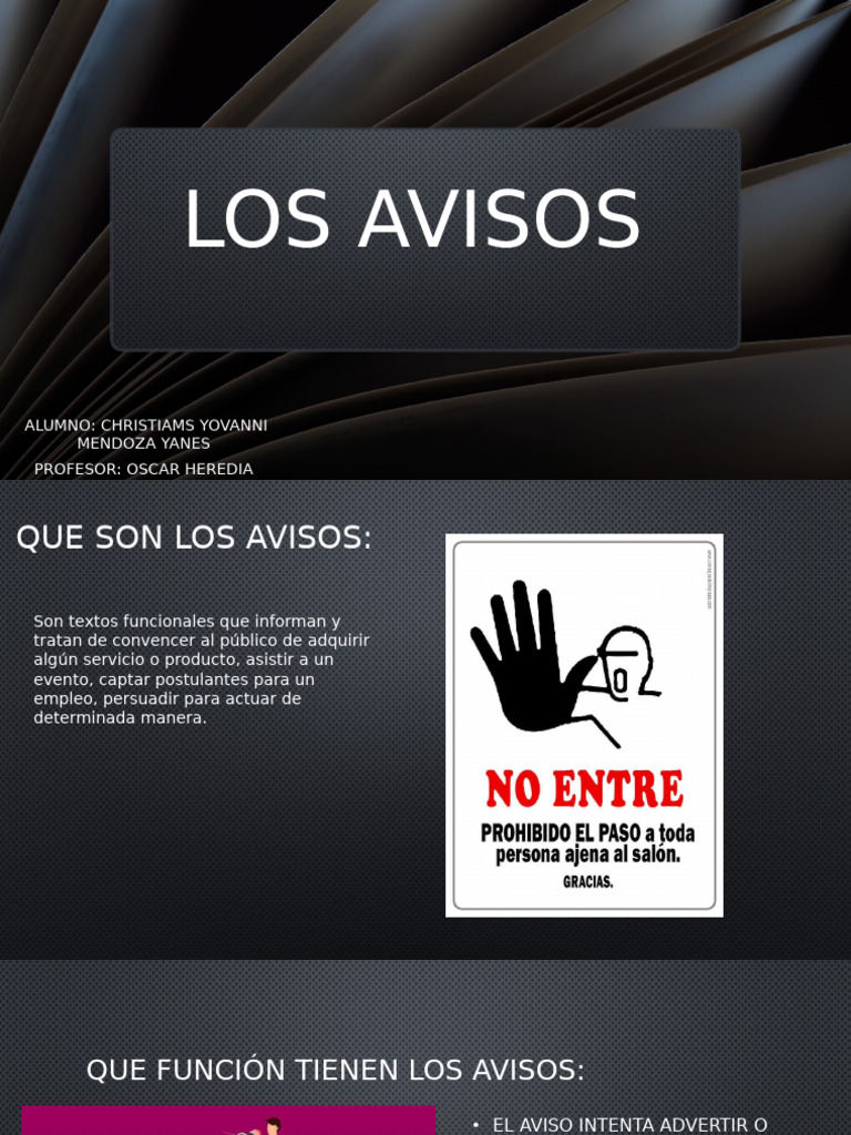 Tipos y funciones de los avisos | PDF