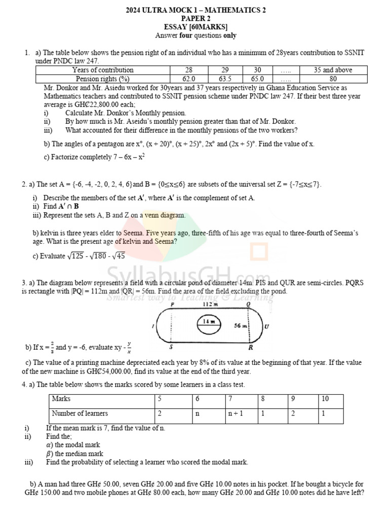 2024 Ultra Mock Mathematics 2 | PDF | Mathematics