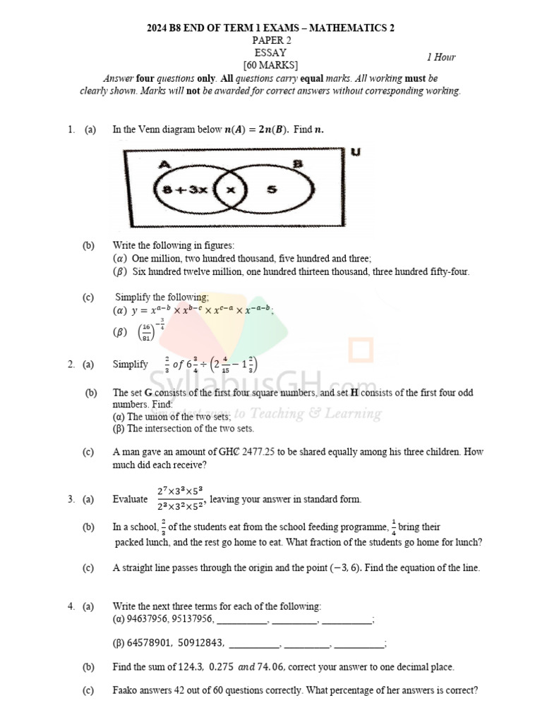 2024 Math Exam Paper 2: Essay | PDF | Mathematics