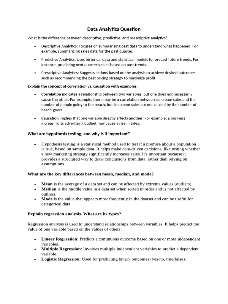 Data Analytics Question | PDF | Cross Validation (Statistics) | Regression Analysis