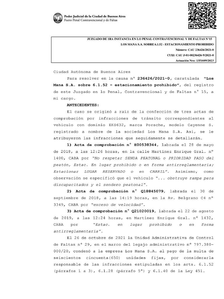 Contravencional. Prescripcion Multas | PDF