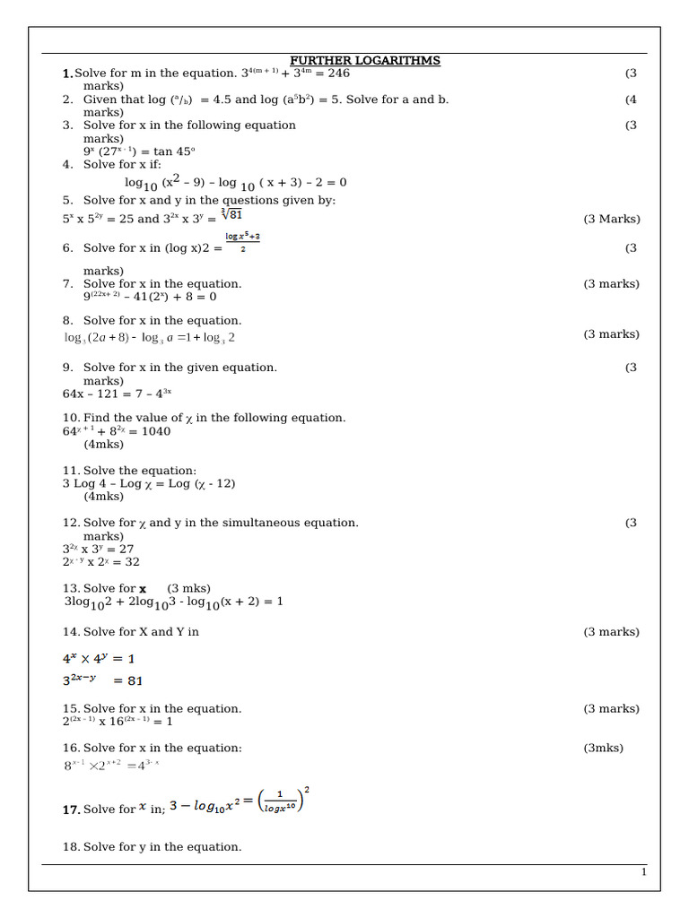 Further Logarithms | PDF