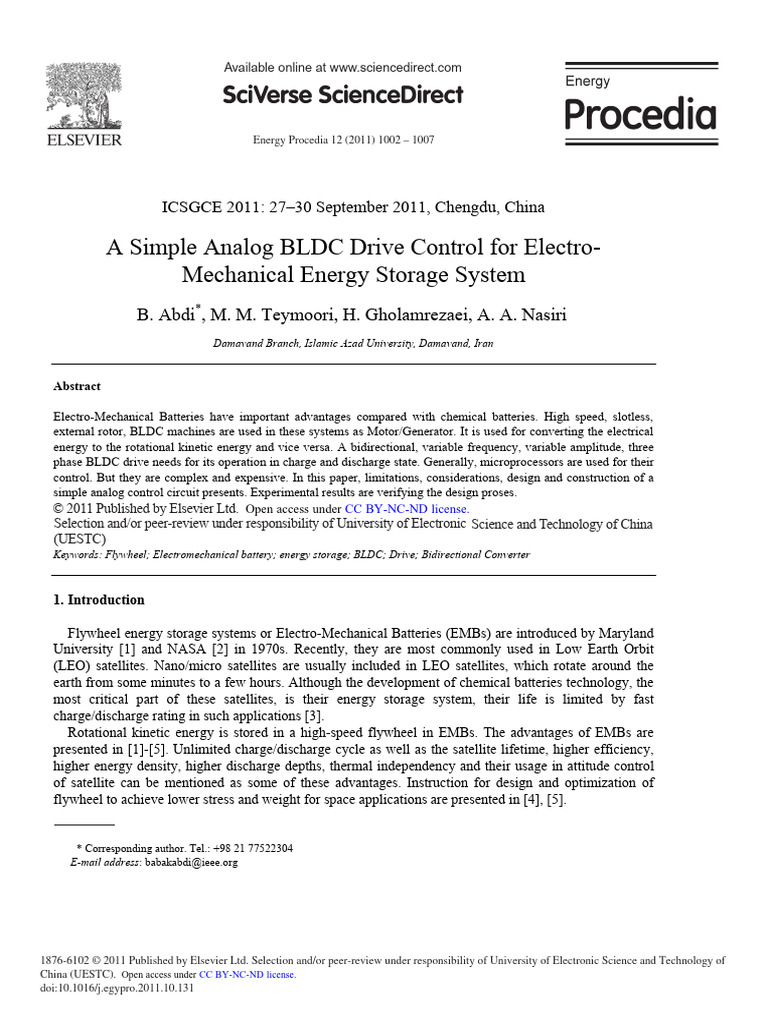 A Simple Analog BLDC Drive Control For Electro-Mechanical Energy ...