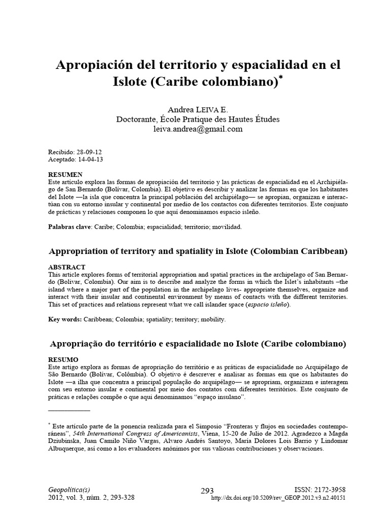 Leiva, Andrea, 2012. "Apropiación Del Territorio y Espacialidad en El ...