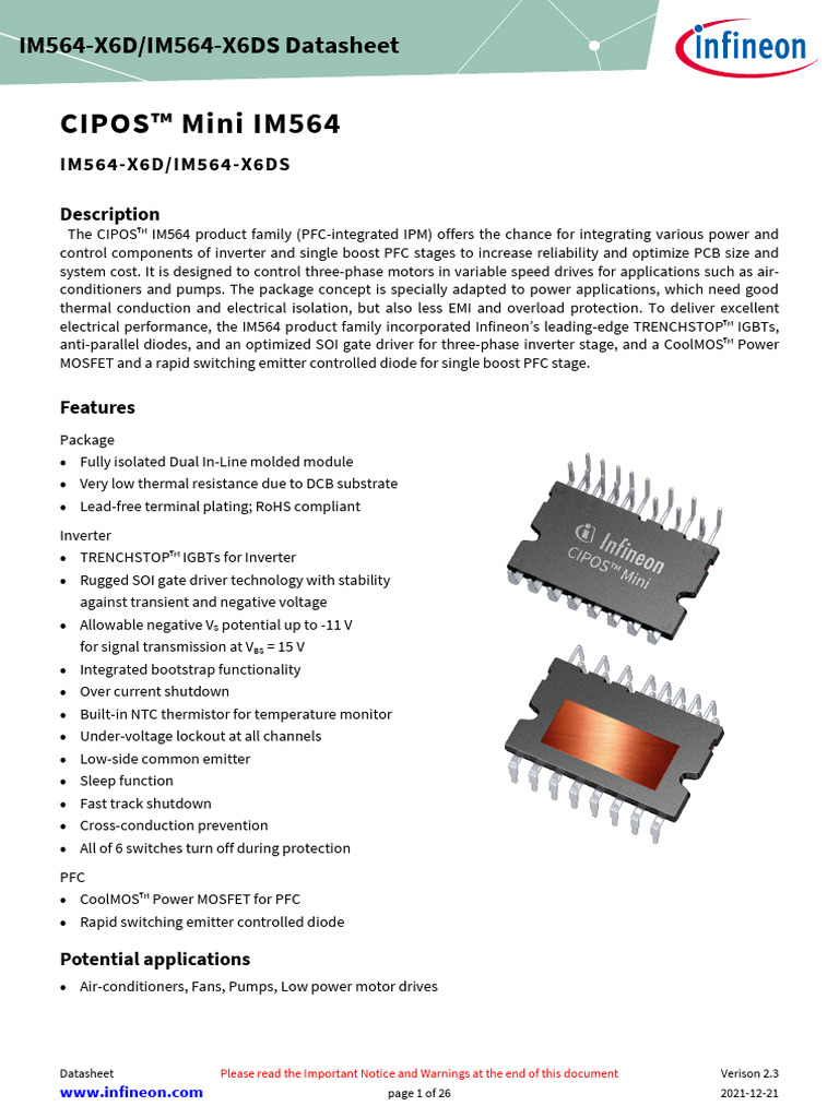 Infineon IM564 X6D DataSheet v02 - 03 EN | PDF | Field Effect Transistor | Power Inverter