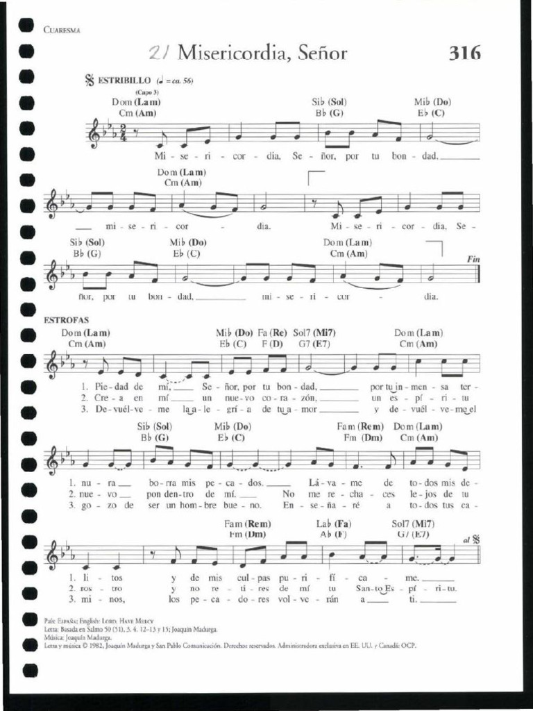 Misericordia, Señor, Por Tu Bondad - Joaquín Madurga (Partitura) | PDF