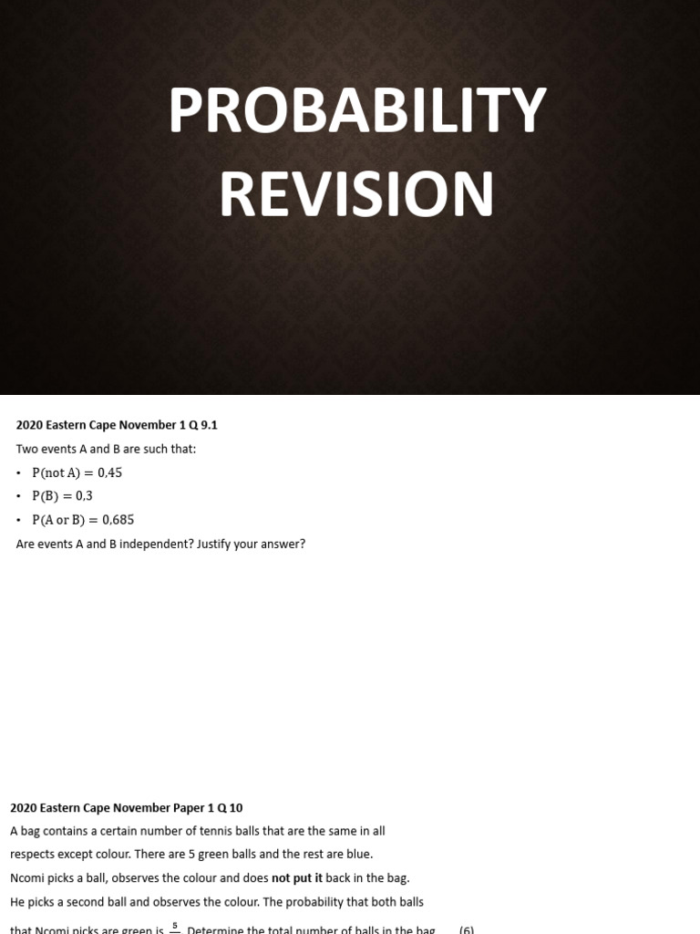 Probability September Revision | PDF | Probability | Probability Theory