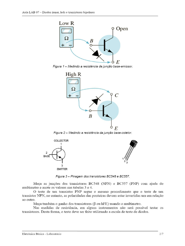 AULA LAB 07 DIODOS ZENER, LEDS E TRANSISTORES BIPOLARES - PDF Download Grátis | PDF