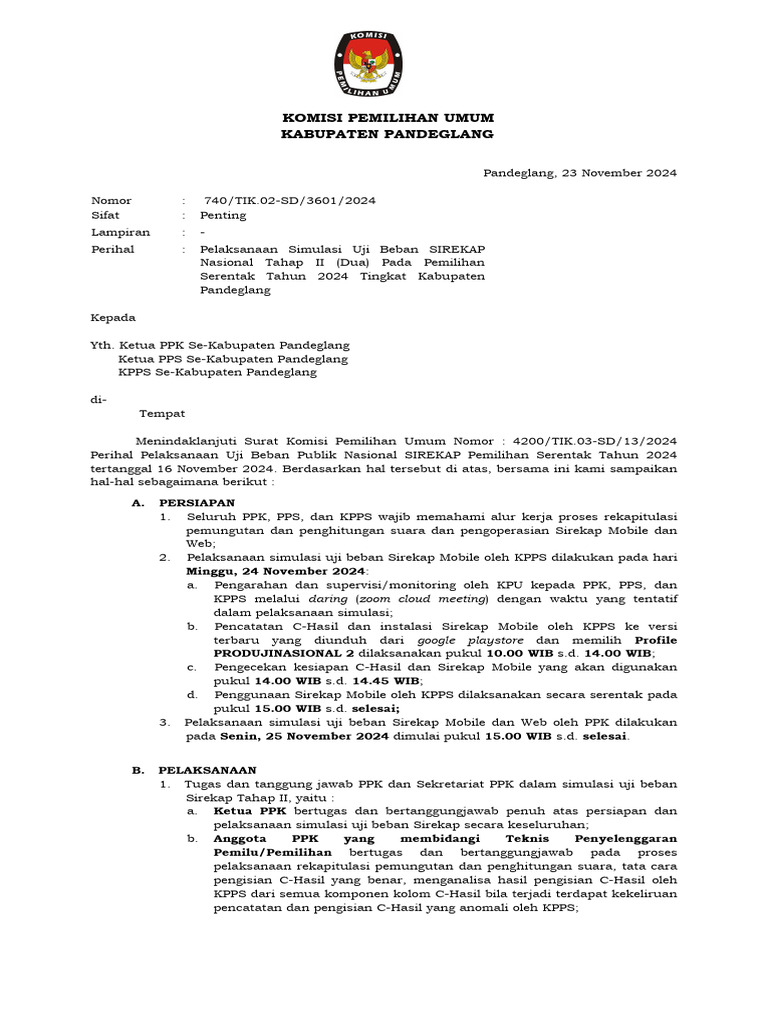 0. SIMULASI_UJI_BEBAN_SIREKAP_TAHAP II_NASIONAL | PDF