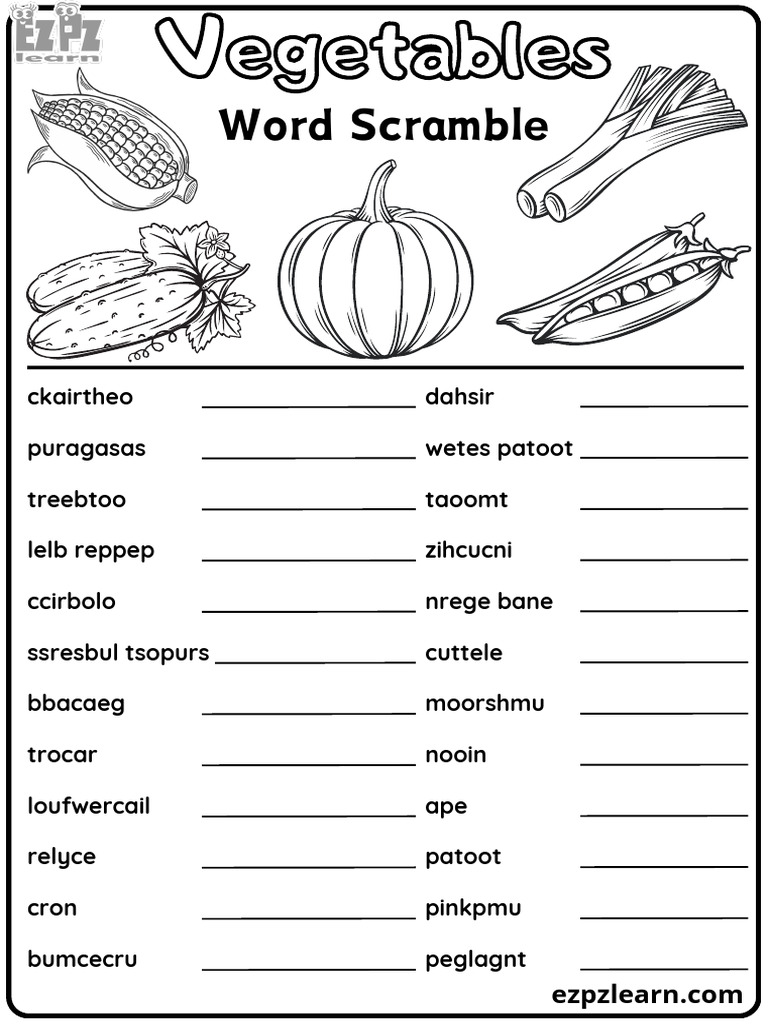 Veggie Word Scramble Fun | PDF