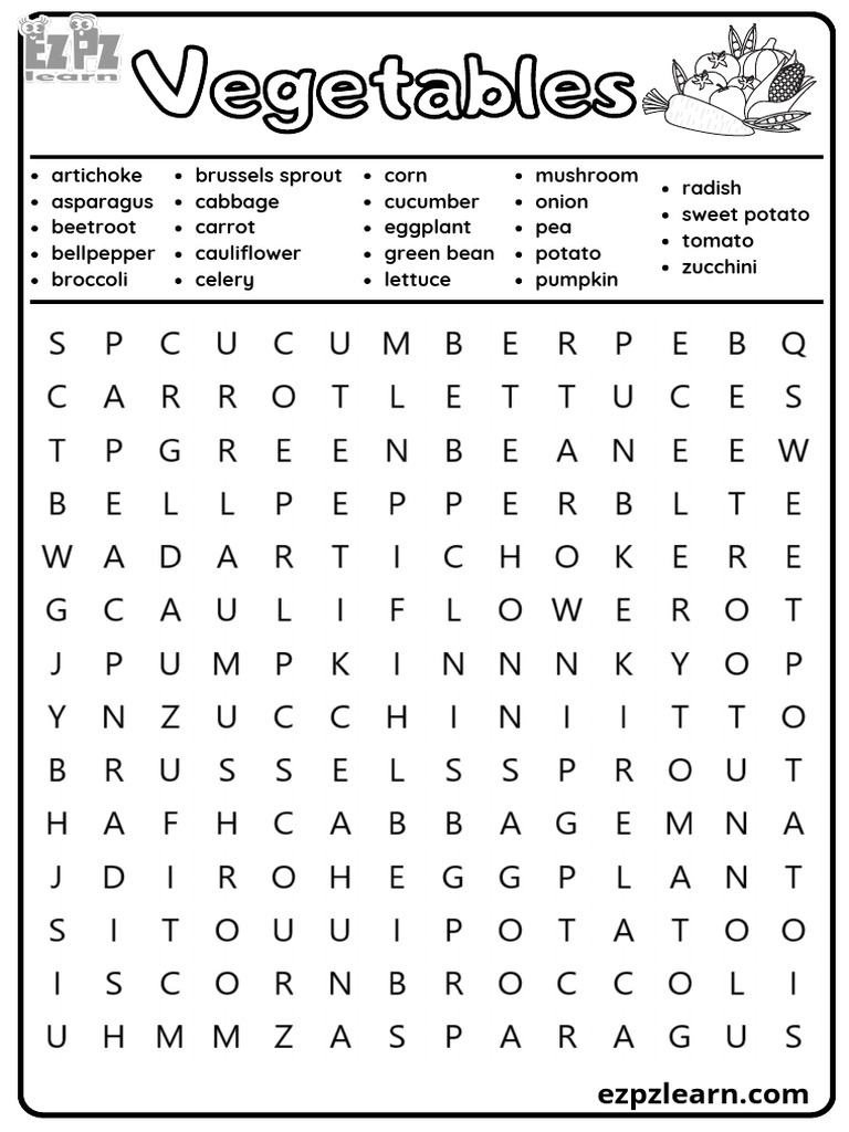 28 Vegetables Word Search 24 Words | PDF