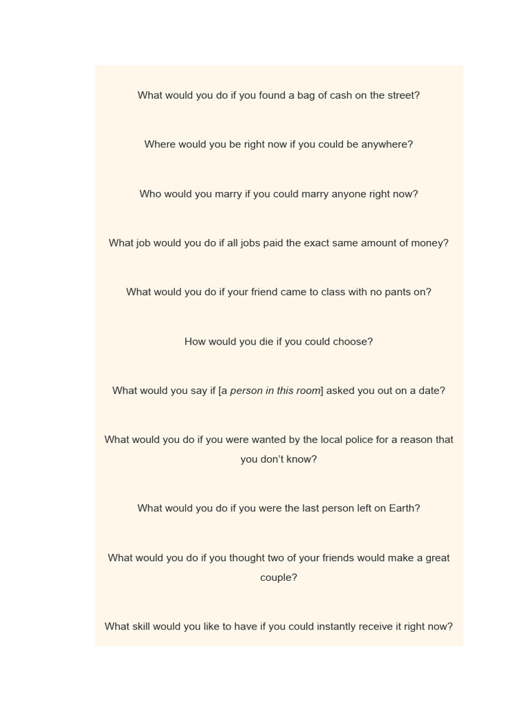 What Would You Do Questions | PDF