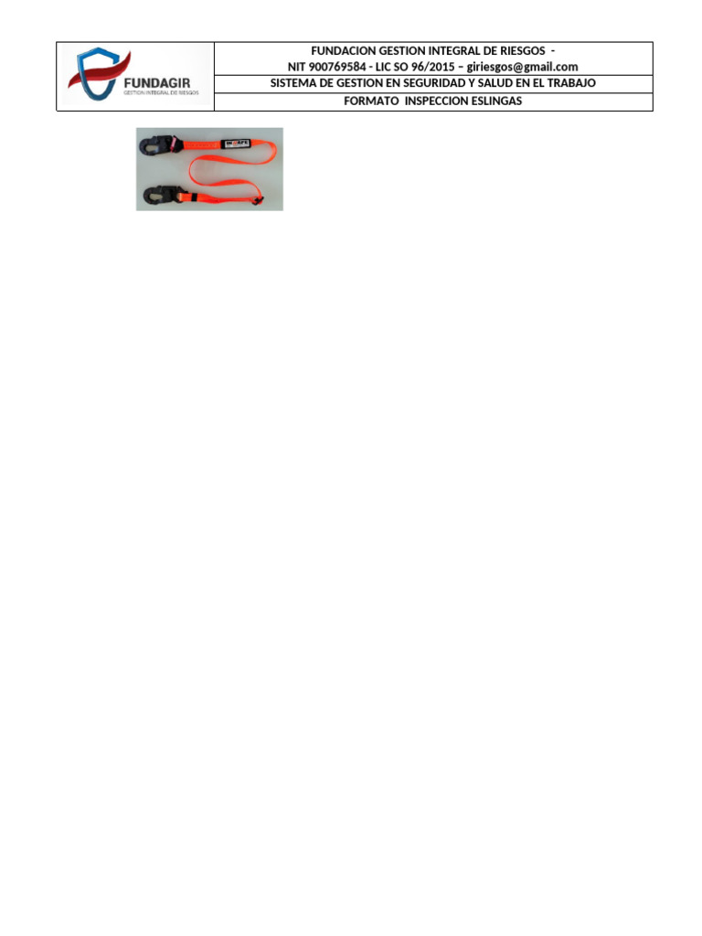 Inspeccion Eslingas General | PDF | Materiales