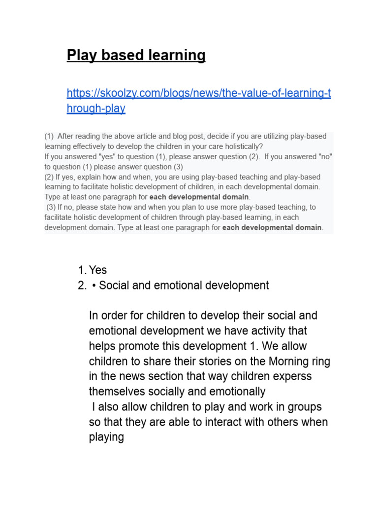 Play based learning | PDF