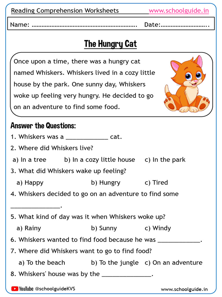 Reading Comprehension Worksheet 1 | PDF