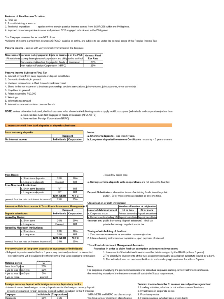 Final Tax Lecture and Rates | PDF | Dividend | Taxes