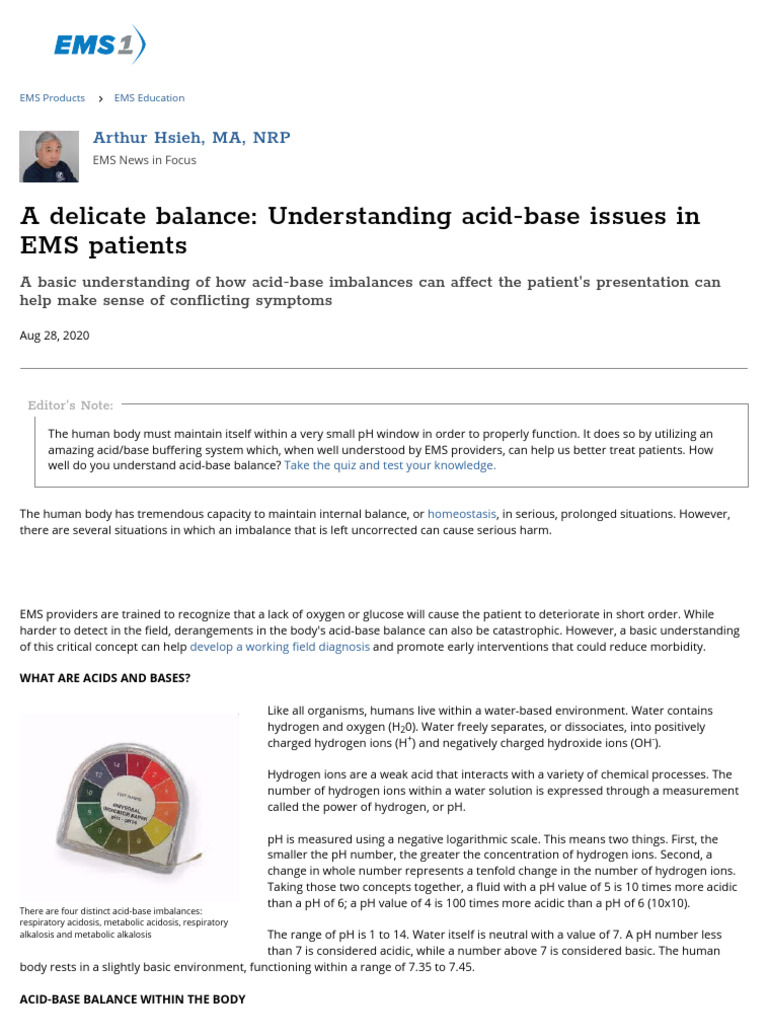 What EMS Providers Need To Know About Acid-Base Imbalances | PDF | Ph ...