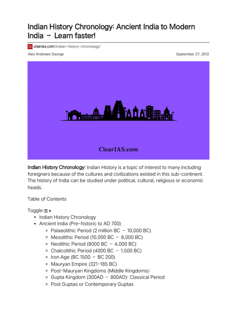 Indian History: A Chronological Overview | PDF | Asia | South Asia