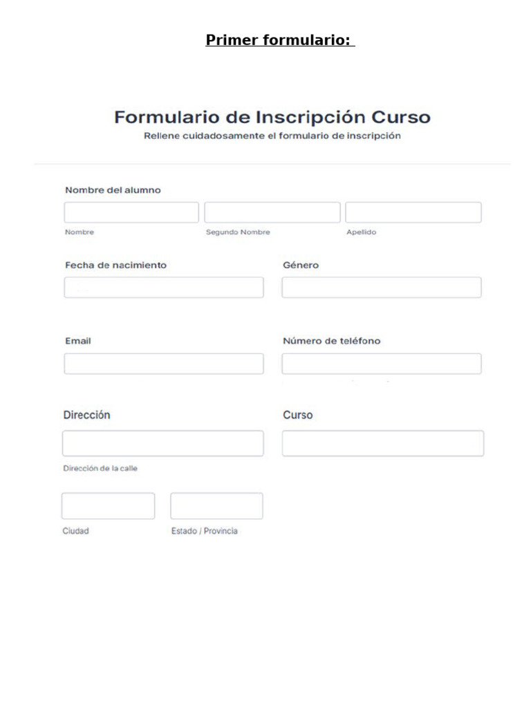 Formularios: Primer y Segundo | PDF