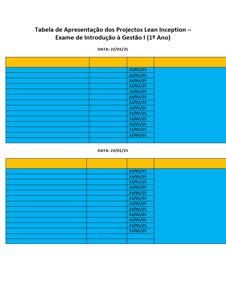 Projectos Lean Inception 2025 | PDF