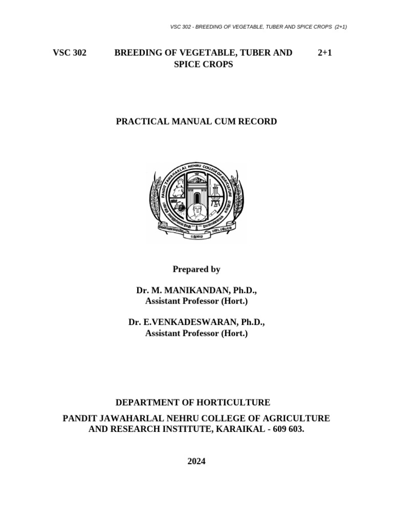 VSC 301 Final | PDF | Plant Breeding | Horticultural Techniques