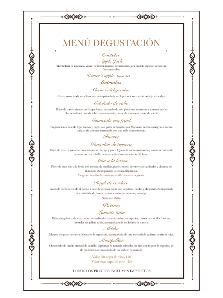 Carta Degustaciòn SI | PDF | Alimentos | Cocina