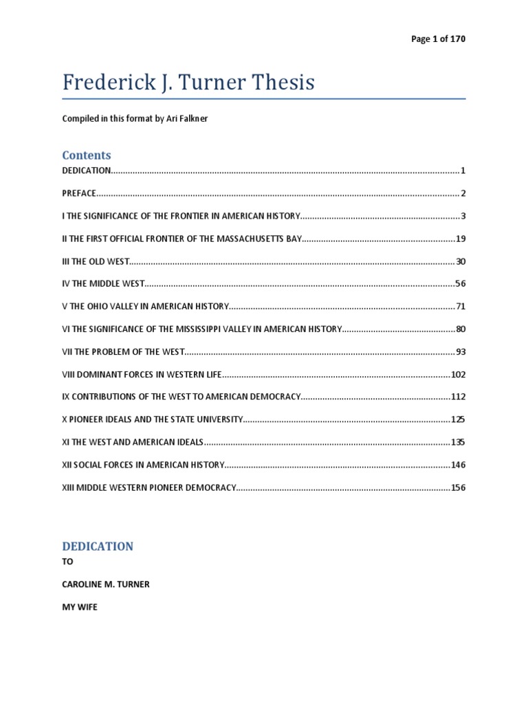 Turner Thesis | PDF | American Frontier | Frontier