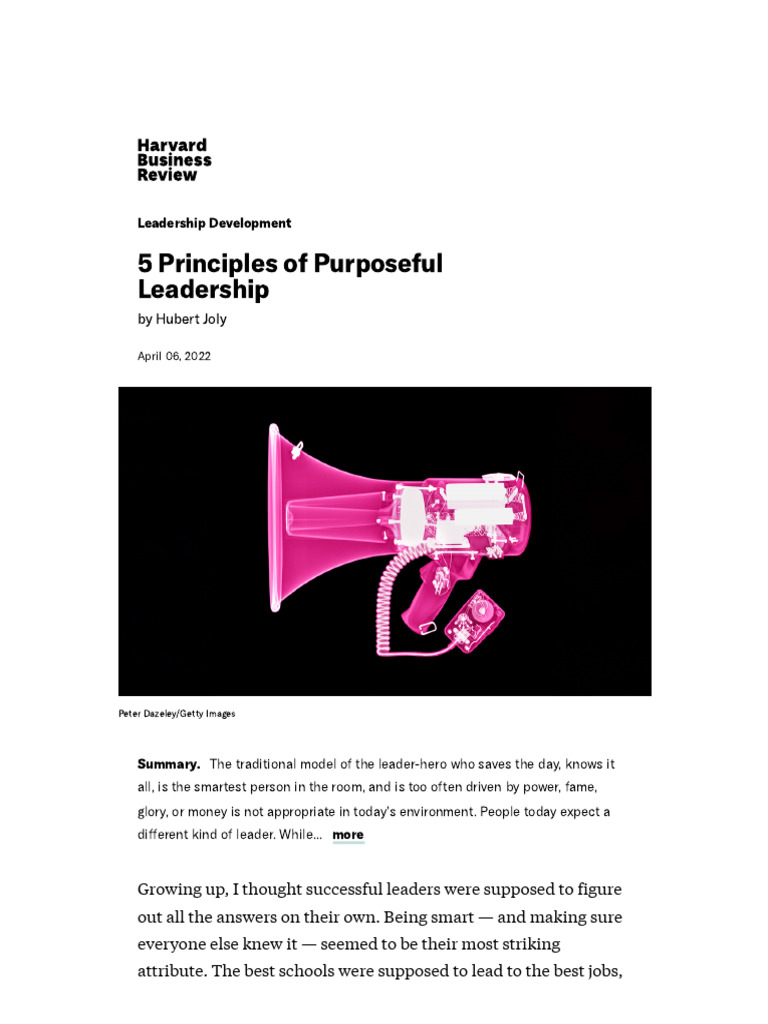 5 Principles of Purposeful Leadership | PDF | Leadership
