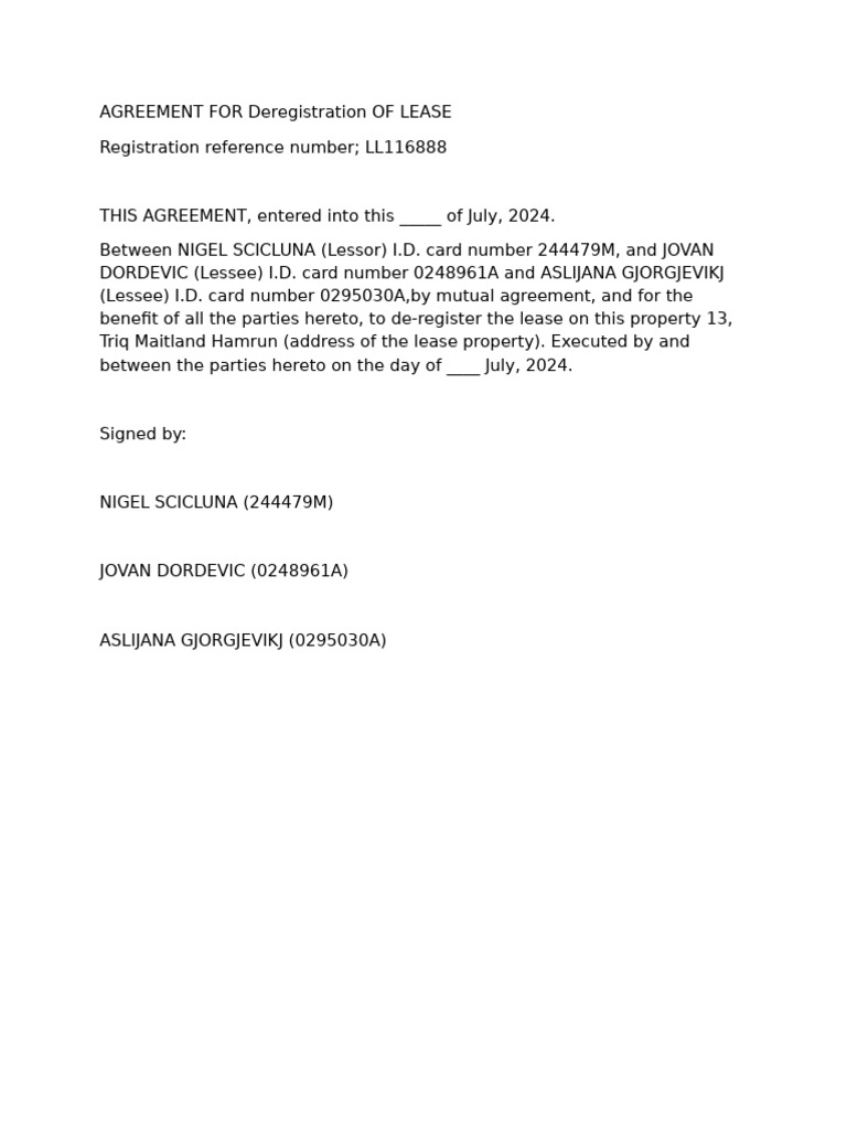 Deregistration Letter | PDF