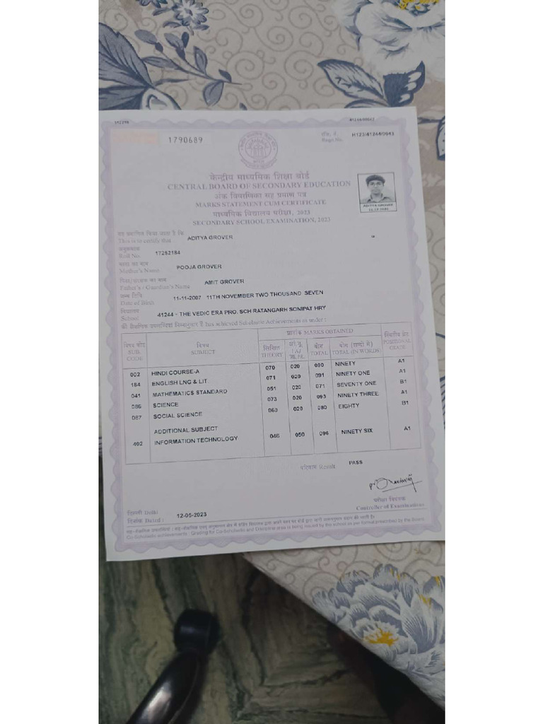 Class X Certificate | PDF