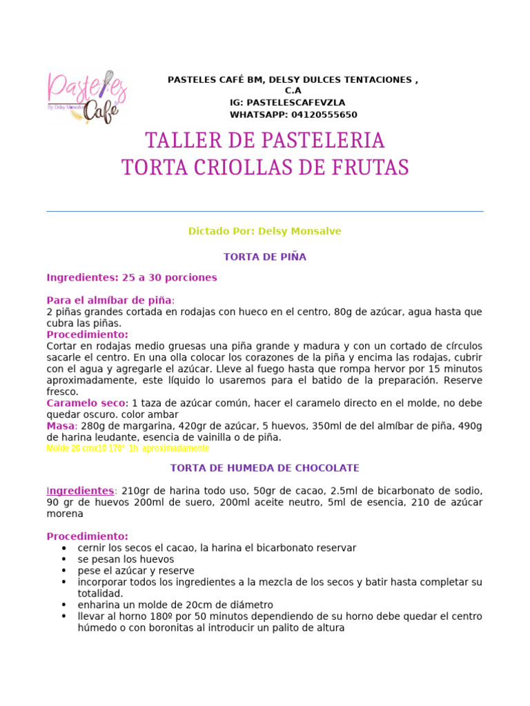Recetas Tortas Delsy | PDF | Alimentos | Cocina