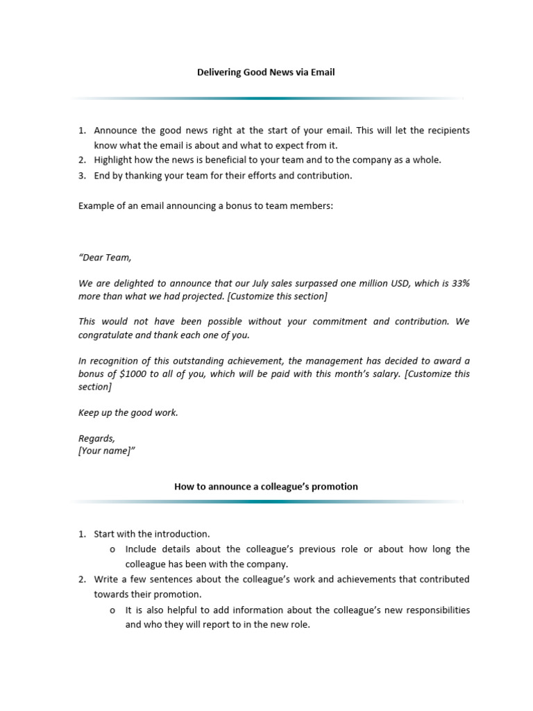 Delivering Good News at Work | PDF