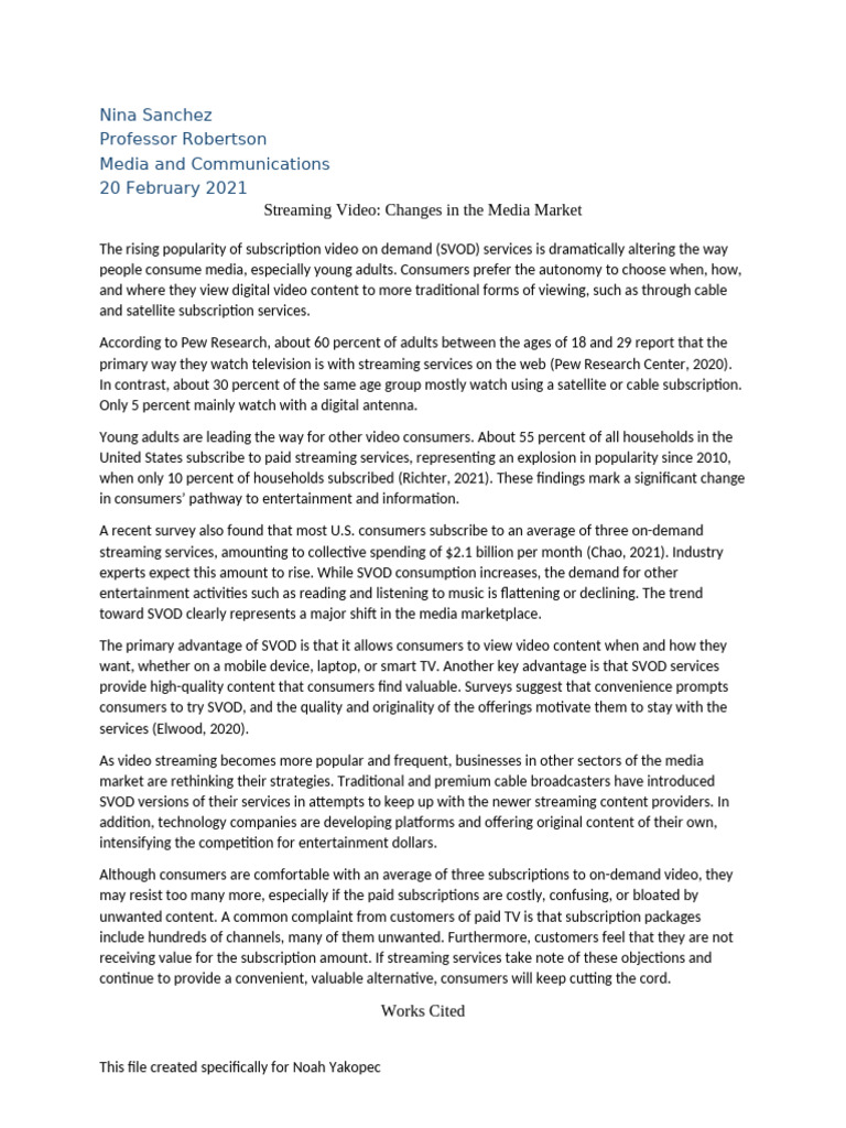 Streaming Video's Impact on Media Consumption | PDF | Video On Demand ...