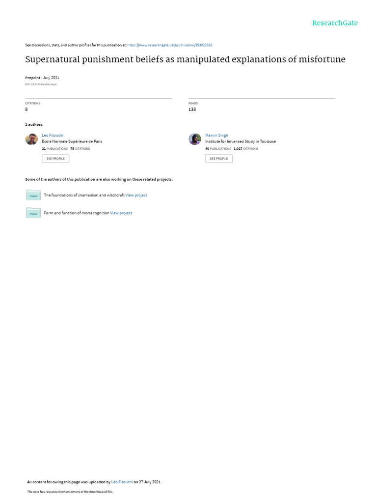 Supernatural Punishment and Moral Lessons | PDF | Punishments | Morality