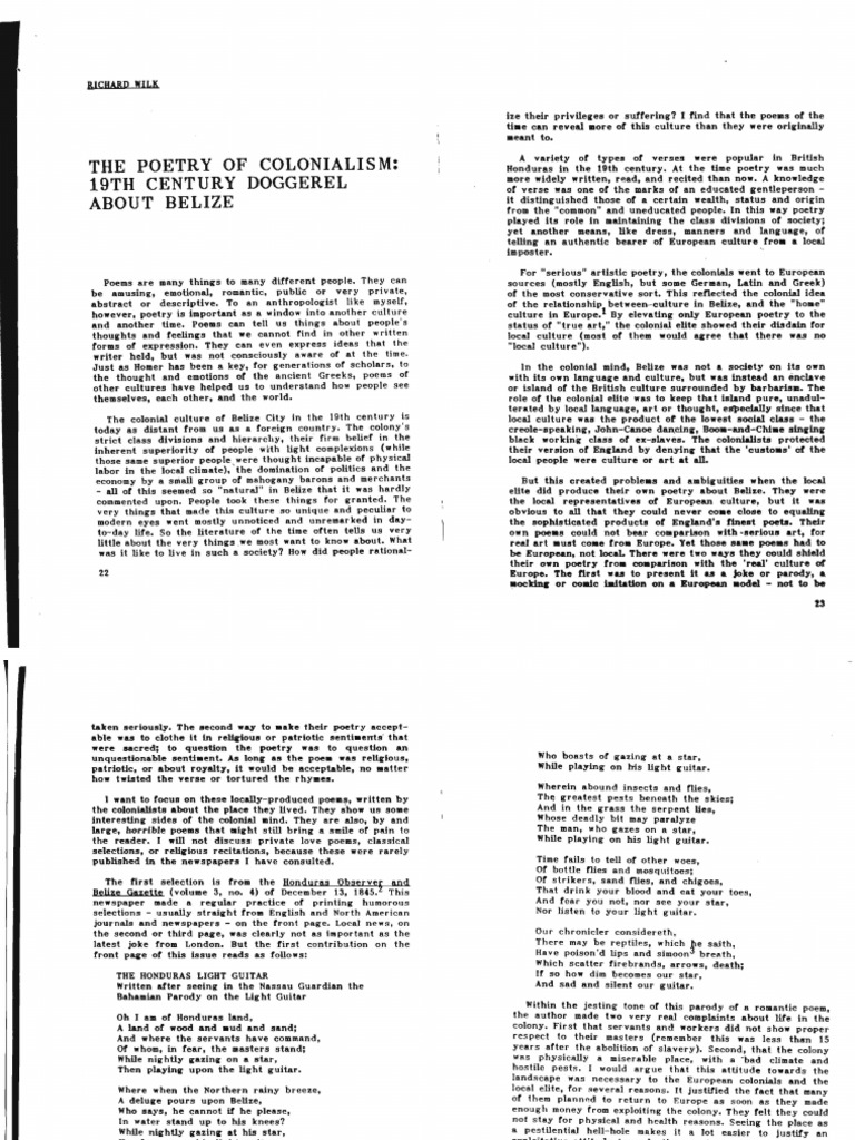 The Poetry of Colonialism 19th Century D | PDF | Poetry | Belize