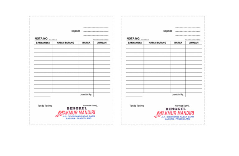 Nota Bengkel Motor | PDF