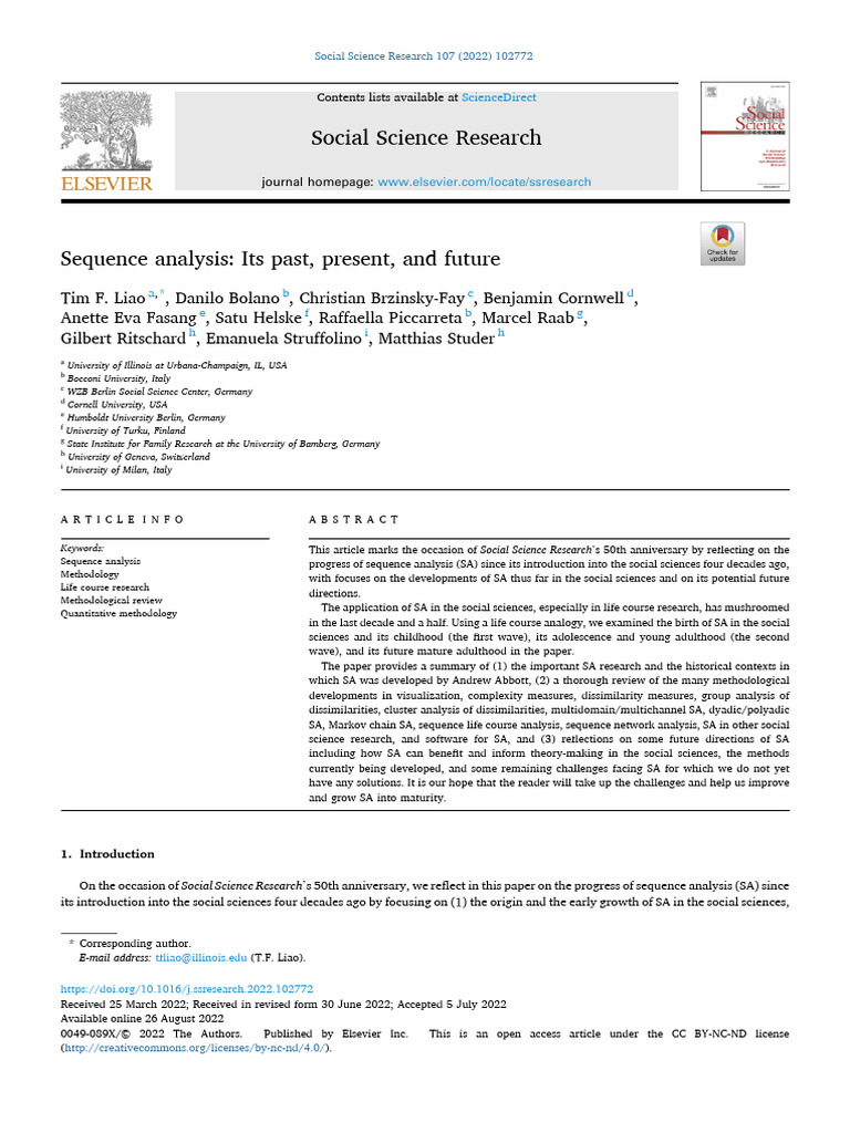 Sequence Analysis in Social Sciences | PDF | Cluster Analysis | Social Sciences