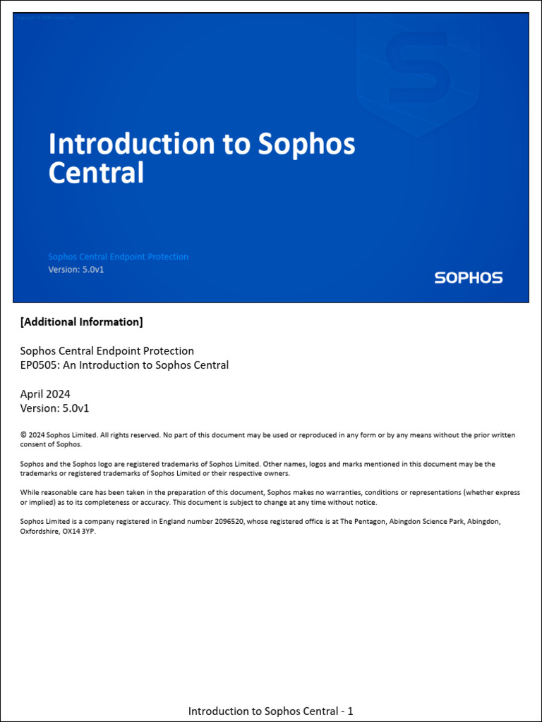 01 Sophos Central Overview | PDF | Malware | Ransomware