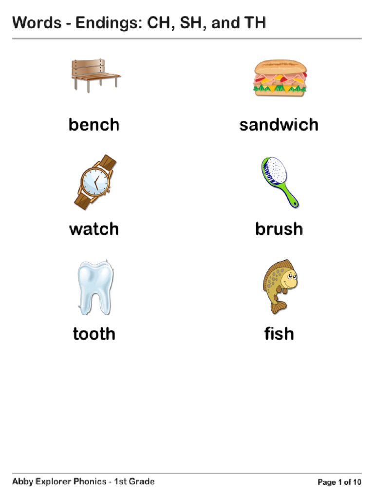 CH, Ah, and TH Words | PDF