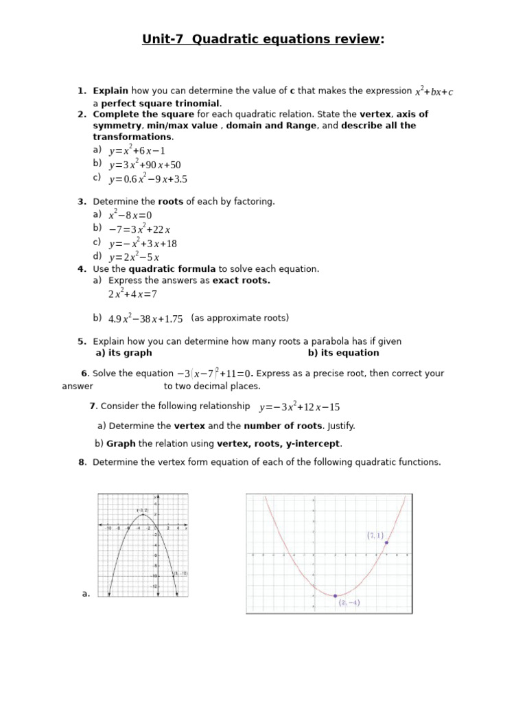 Review 2 Quadratic Equations Review | PDF | Quadratic Equation | Area