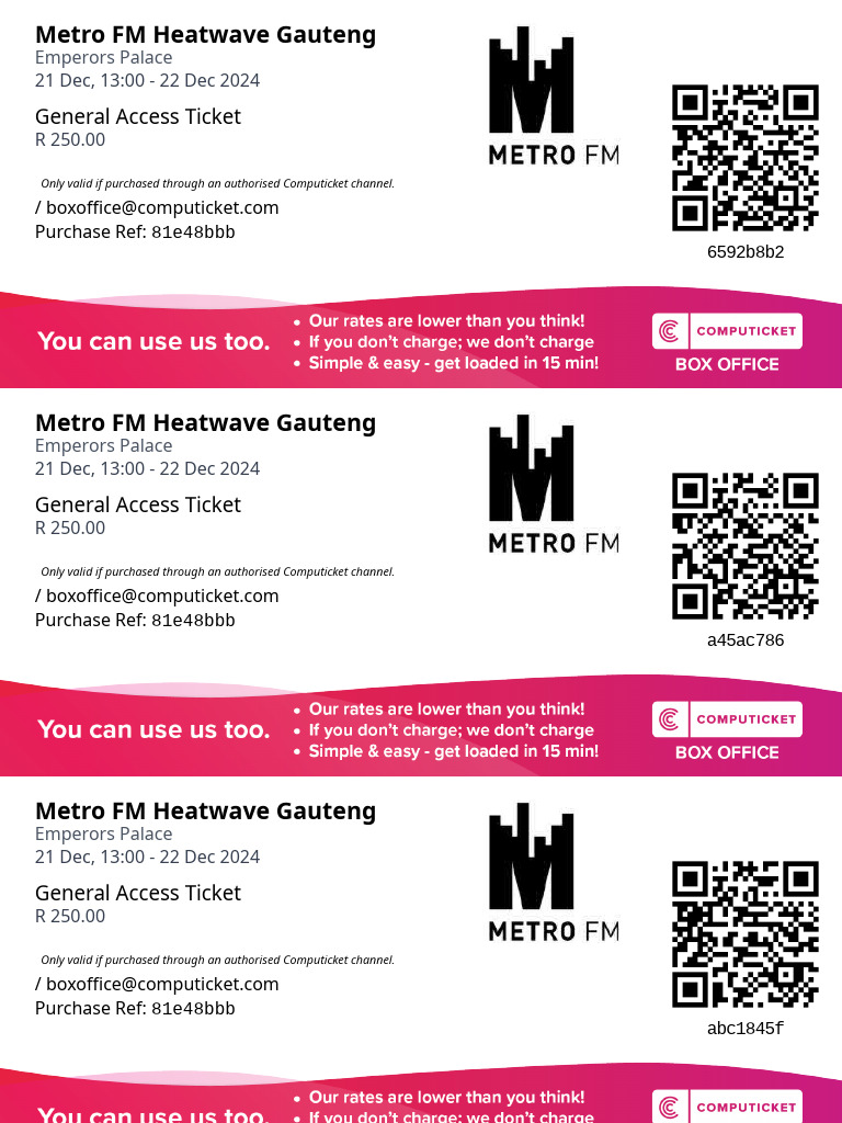 Metro FM Heatwave 2024 Tickets | PDF