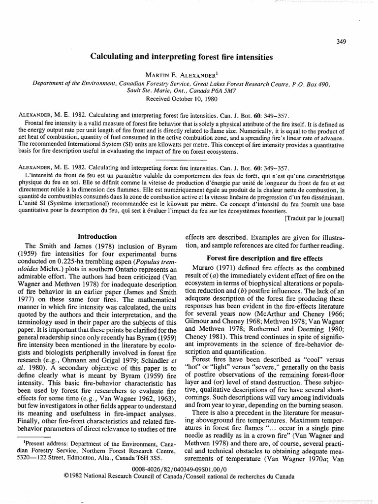 Forest Fire Intensity Calculation Guide | PDF | Fires | Combustion