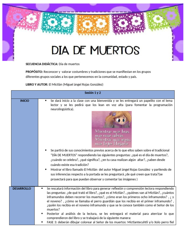 Secuencia Didáctica (Día de Muertos) | PDF