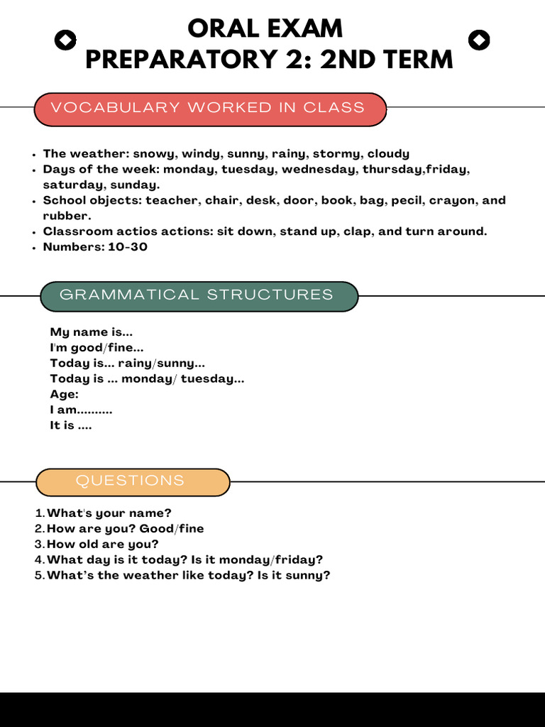 Vocabulary and Questions for Oral Exam | PDF