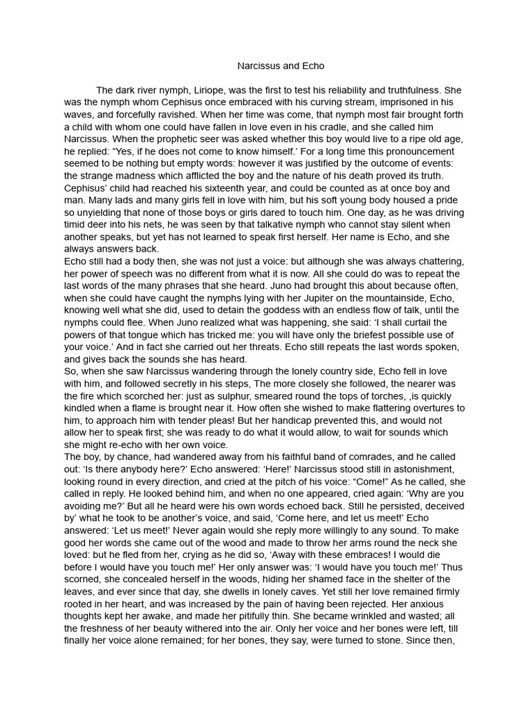 Narcissus and Echo - Metamorphosis | PDF