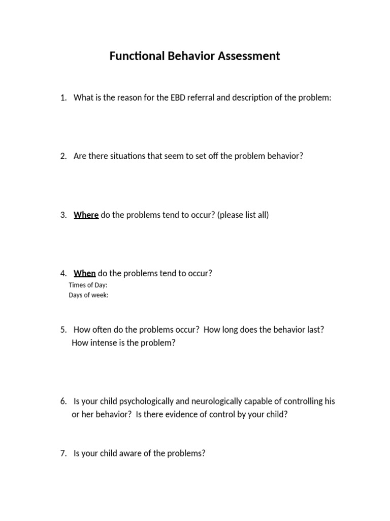 Functional Behavior Assessment: Where | PDF